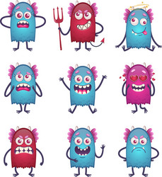 Colourful cartoon monster set Royalty Free Vector Image