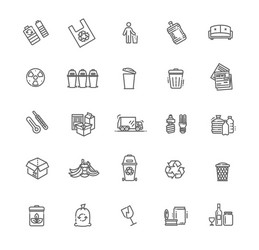Garbage line icons set icons set Royalty Free Vector Image
