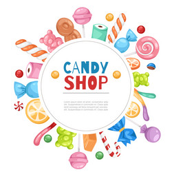 Candy shop label with sweet candies Royalty Free Vector