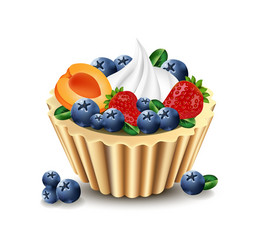 Fruit cupcake isolated on white Royalty Free Vector Image