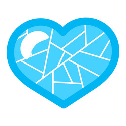Single blue transparent ice heart in front view Vector Image