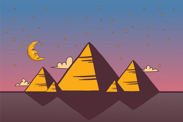 Cartoon egypt night party with neon glow egyptian Vector Image