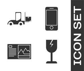 Set line fragile broken glass symbol for delivery Vector Image