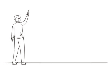 Continuous one line drawing rear view of man Vector Image