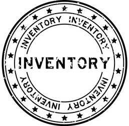 Grunge green inventory word with star icon round Vector Image