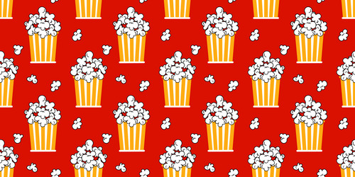 Popcorn red and white striped bucket seamless Vector Image
