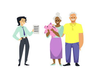 Pension fund banner with cartoon old people Vector Image