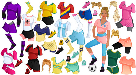 Cheerleader paper doll Royalty Free Vector Image