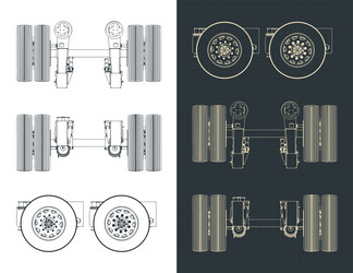 Lift axle for trailer drawings Royalty Free Vector Image