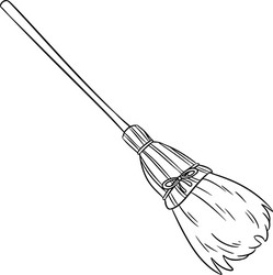 Cute cartoon broomstick doodle drawing isolated Vector Image