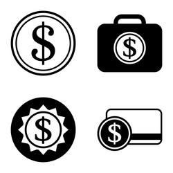 Dollar flat icon set isolated on white background Vector Image