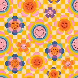Happy flower pattern smile face rainbow Royalty Free Vector