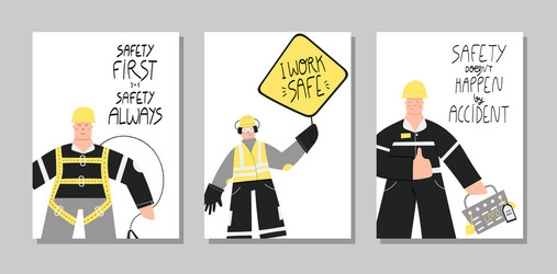 Safety first industrial hand drawn lettering set Vector Image