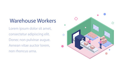 Warehouse workers team Royalty Free Vector Image