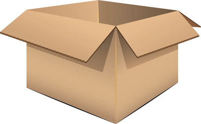 Open cartoon flat cardboard box on white Vector Image