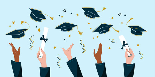 Graduate students graduation day of university Vector Image