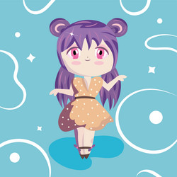 Isolated colored cute chibi female anime children Vector Image