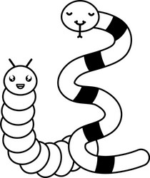 Cute little worm kawaii character Royalty Free Vector Image