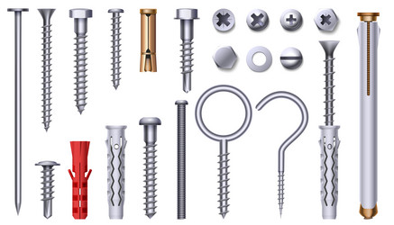 Realistic old rusty screw and bolt heads top view Vector Image