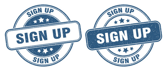 Sign up stamp sign up label round grunge sign Vector Image