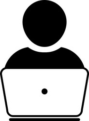 Laptop computer with user Royalty Free Vector Image