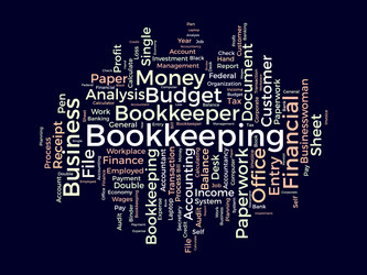 Word cloud background concept for bookkeeping Vector Image