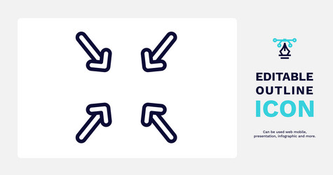 Exit full screen arrows icon thin light regular Vector Image