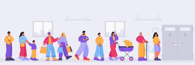 People standing in queue to public toilet flat Vector Image People standing in queue to public toilet flat Vector Image