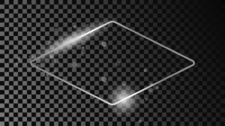 Silver glowing rounded rhombus shape frame Vector Image