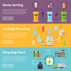Garbage recycling isometric banners Royalty Free Vector