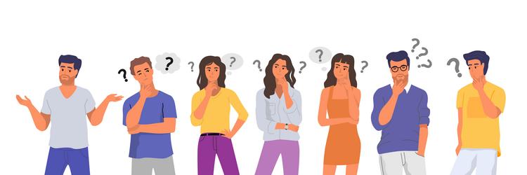 People flexing with question marks male Royalty Free Vector