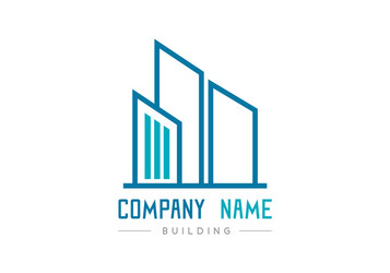 Blue modern building logo on white background Vector Image