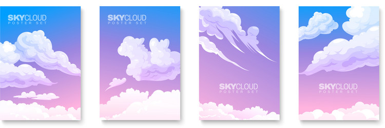 Sky clouds poster set Royalty Free Vector Image