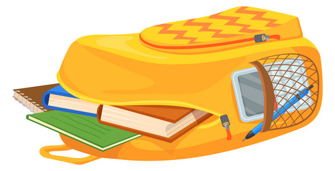 Full school backpack cartoon icon girlish student Vector Image