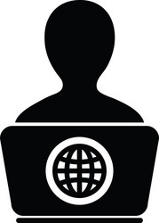 User icon with laptop computer male person Vector Image