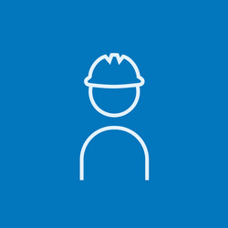 Worker wearing hard hat line icon Royalty Free Vector Image