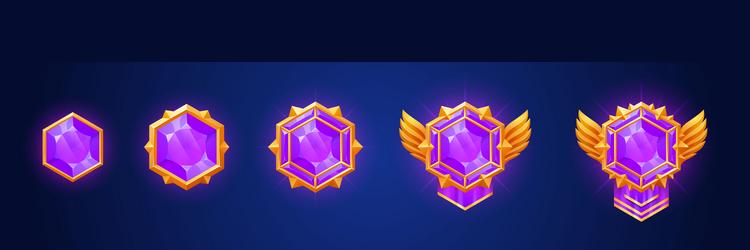 Golden badge with diamond for game ui level rank Vector Image