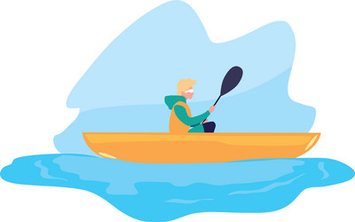 Man with boat and adventure rowing Royalty Free Vector Image