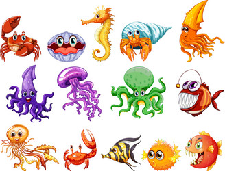 Sea creatures collection Royalty Free Vector Image