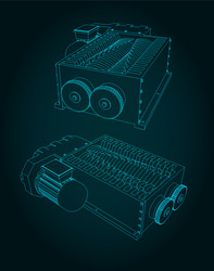Shredder machine blueprints Royalty Free Vector Image