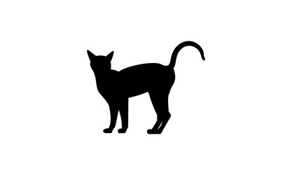 Black cat silhouette sitting Royalty Free Vector Image
