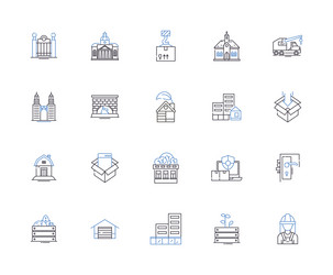 Building restoration outline icons collection Vector Image