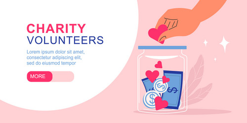 Charity volunteers horizontal banner Royalty Free Vector