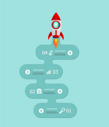 Rocket infographic business concept with 4 Vector Image