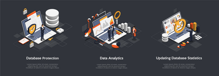 Smart city isometric big data concept database Vector Image