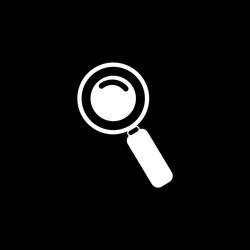Magnifying glass icon on black background Vector Image