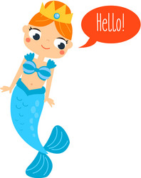 Cute mermaid with jellyfish cartoon character Vector Image