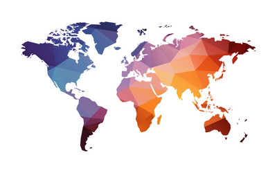 Red geometric world map Royalty Free Vector Image