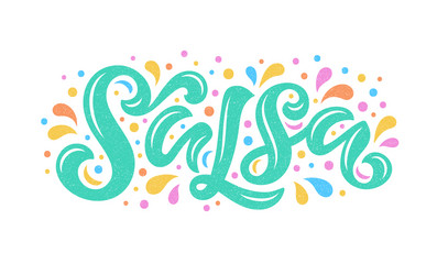 Salsa lettering in trendy colors Royalty Free Vector Image