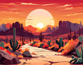 Texas desert sunset landscape abstract art Vector Image